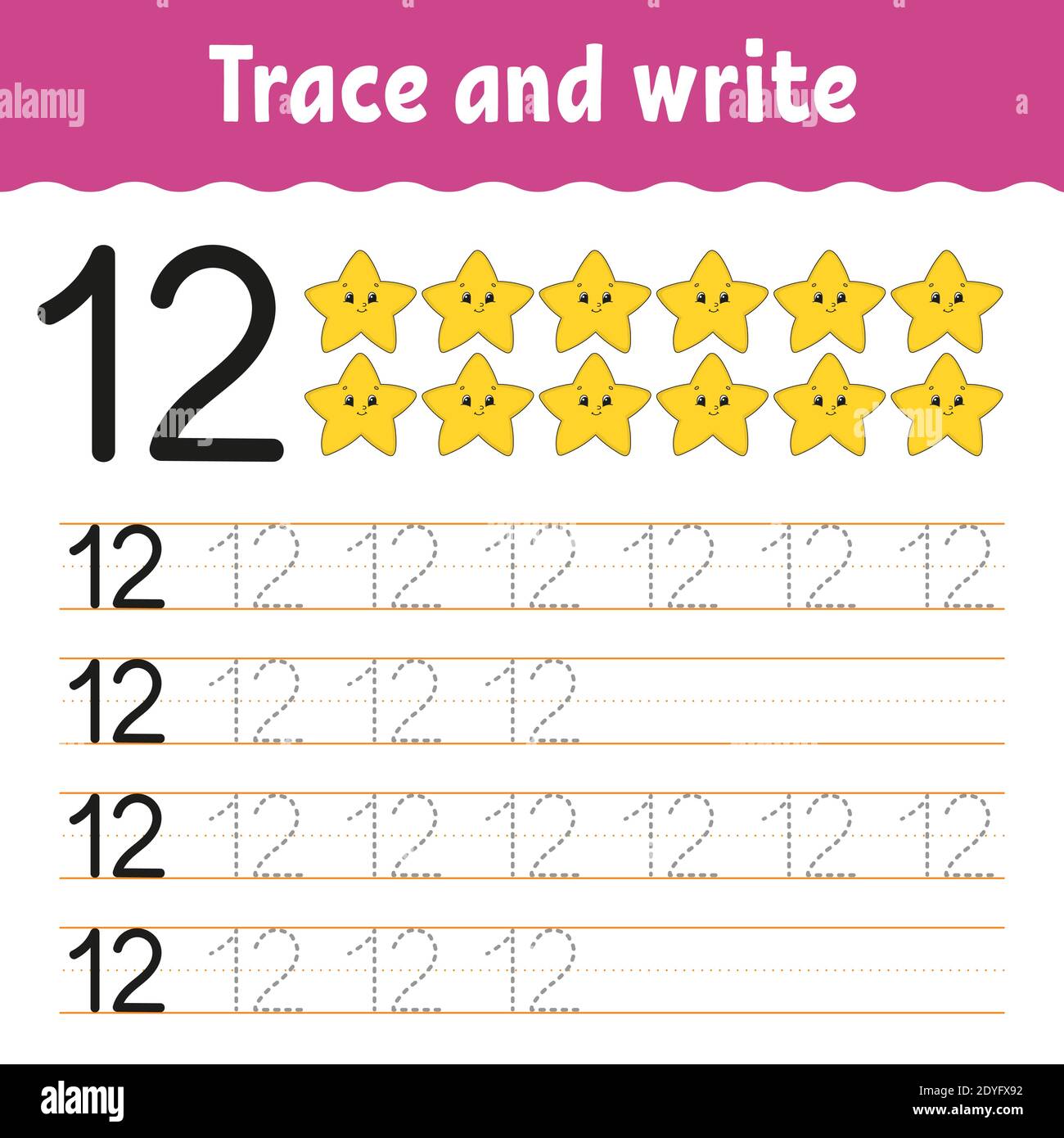 Trace and write. Handwriting practice. Learning numbers for kids ...