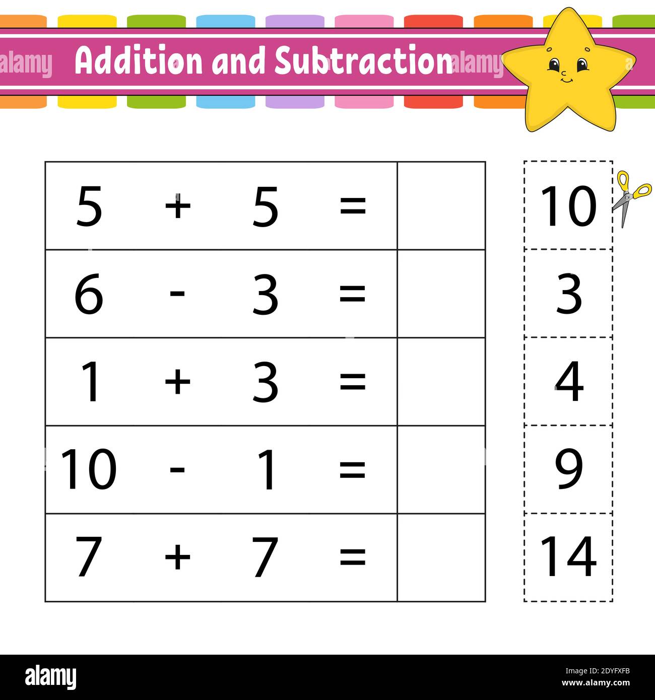 Addition and subtraction. Task for kids. Education developing worksheet ...
