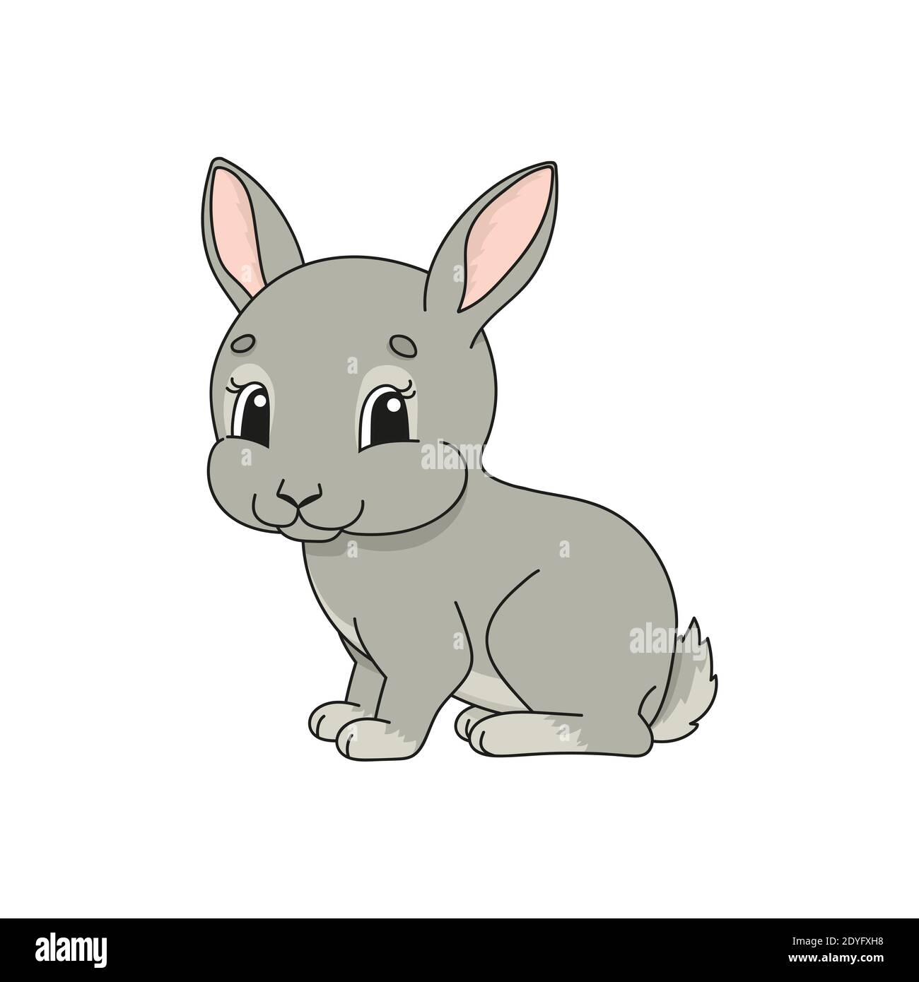 Rabbit. Cute flat vector illustration in childish cartoon style. Funny ...