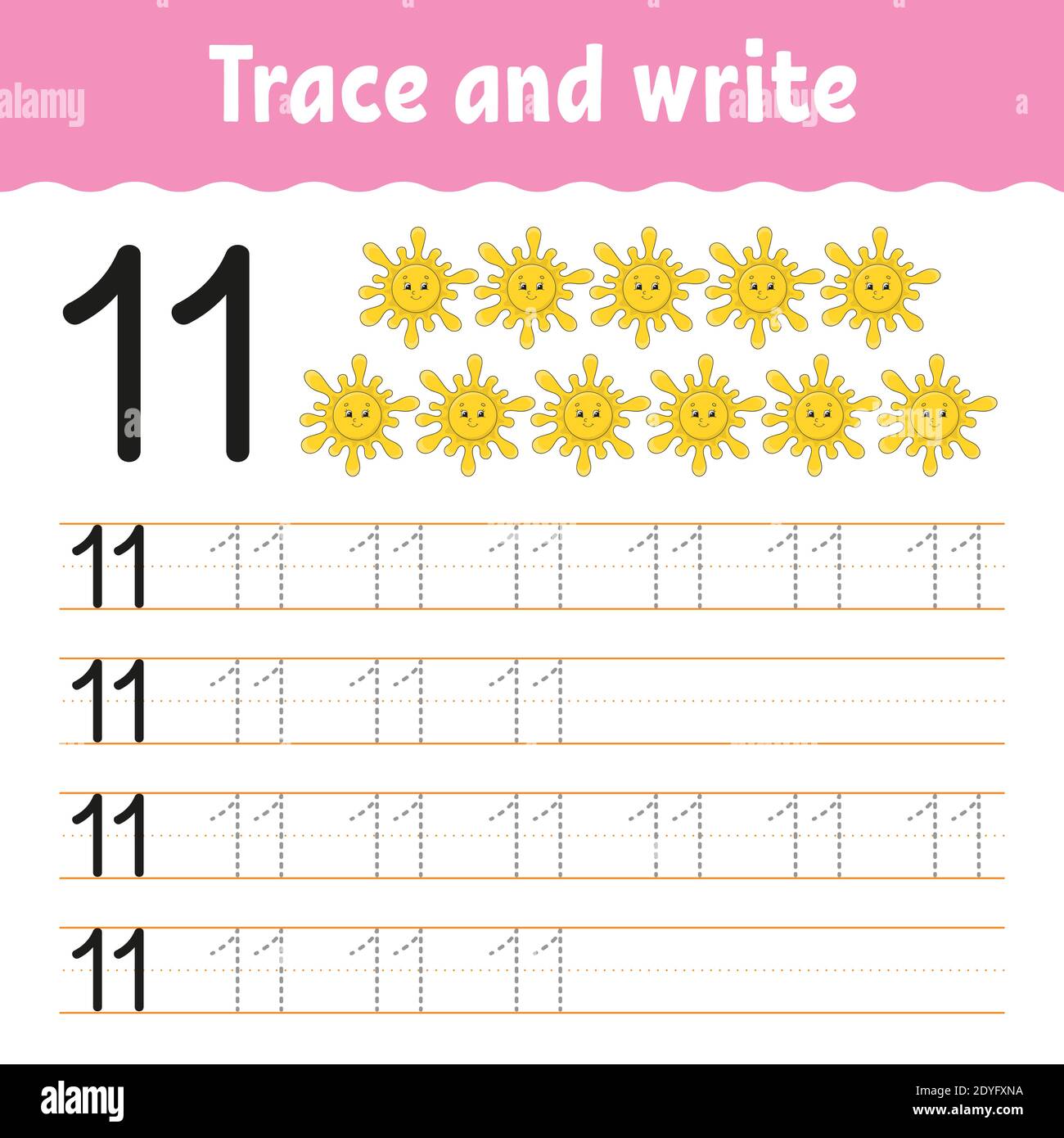 Trace and write. Handwriting practice. Learning numbers for kids ...