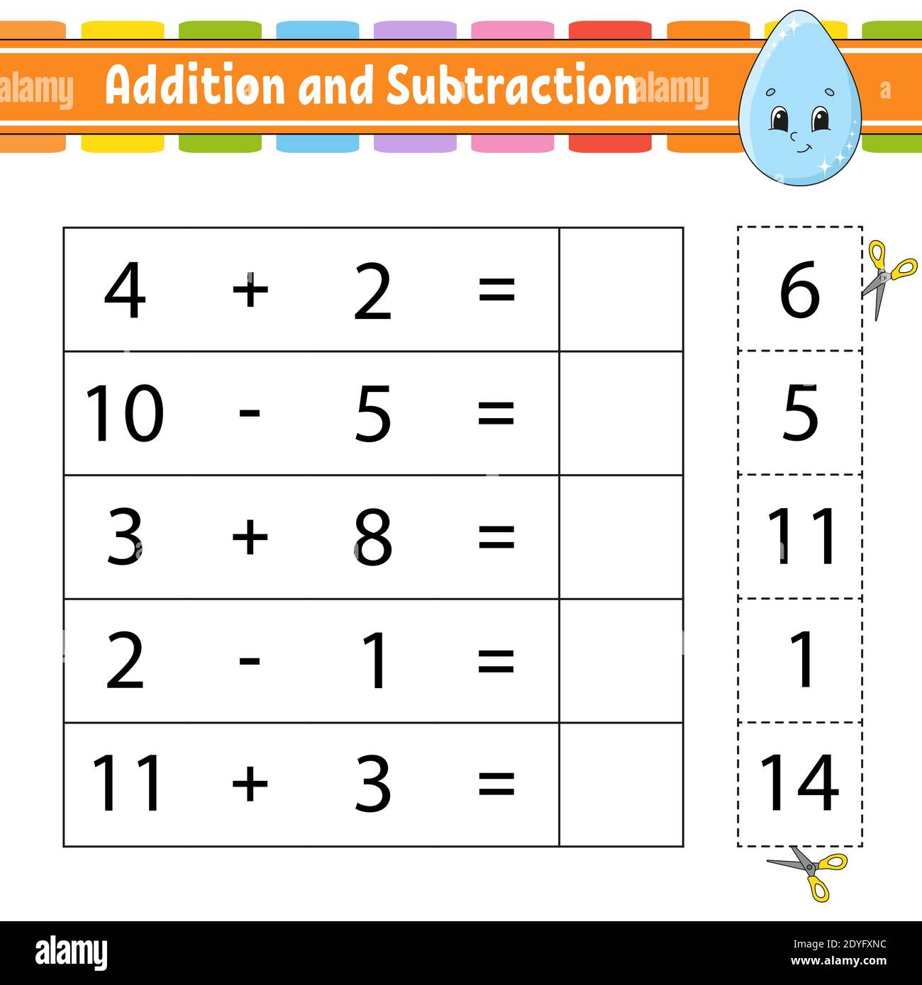 Addition and subtraction. Task for kids. Education developing worksheet ...