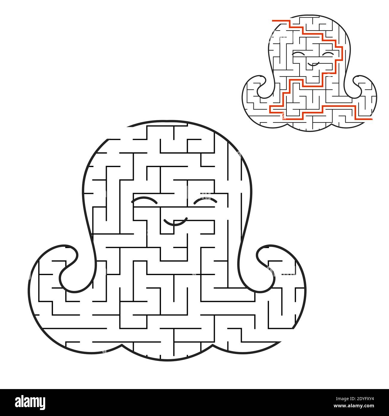 Black labyrinth cute baby octopus. Kids worksheets. Activity page. Game ...