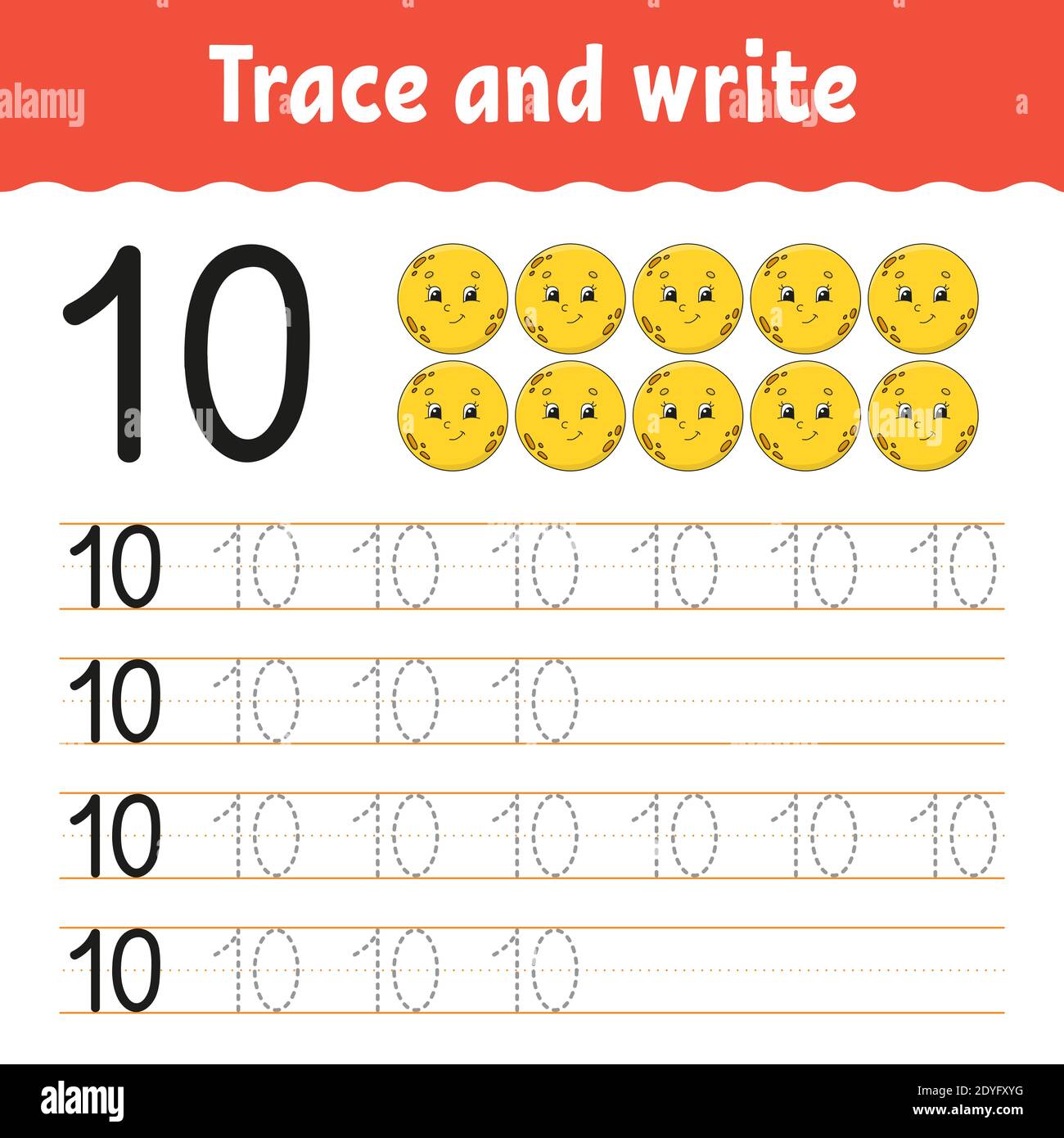 Trace and write. Handwriting practice. Learning numbers for kids ...