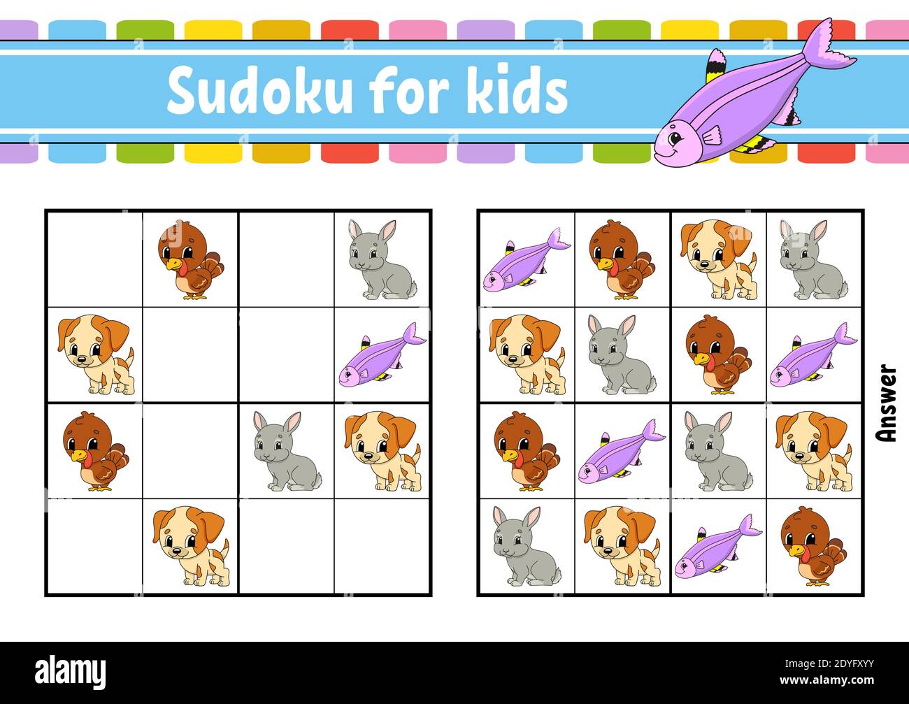 Sudoku for kids. Education developing worksheet. Activity page with ...