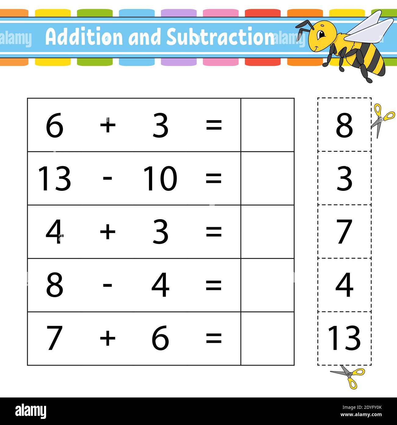 Addition and subtraction. Task for kids. Education developing worksheet ...