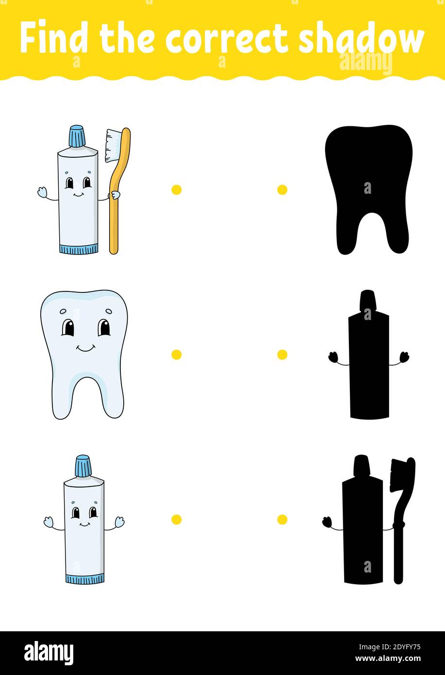 Find the correct shadow. Draw a line. Education developing worksheet ...