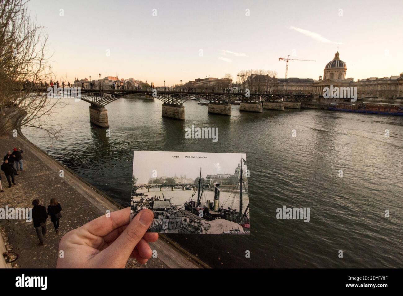 Before-After / Over the Seine. Old photos of Paris given in their ...