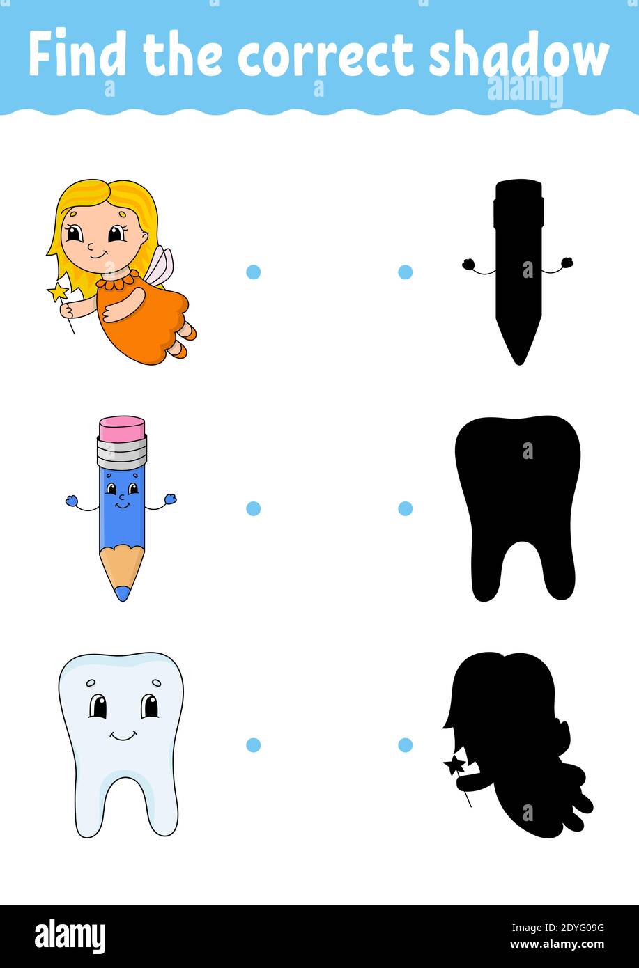 Find the correct shadow. Draw a line. Education developing worksheet ...