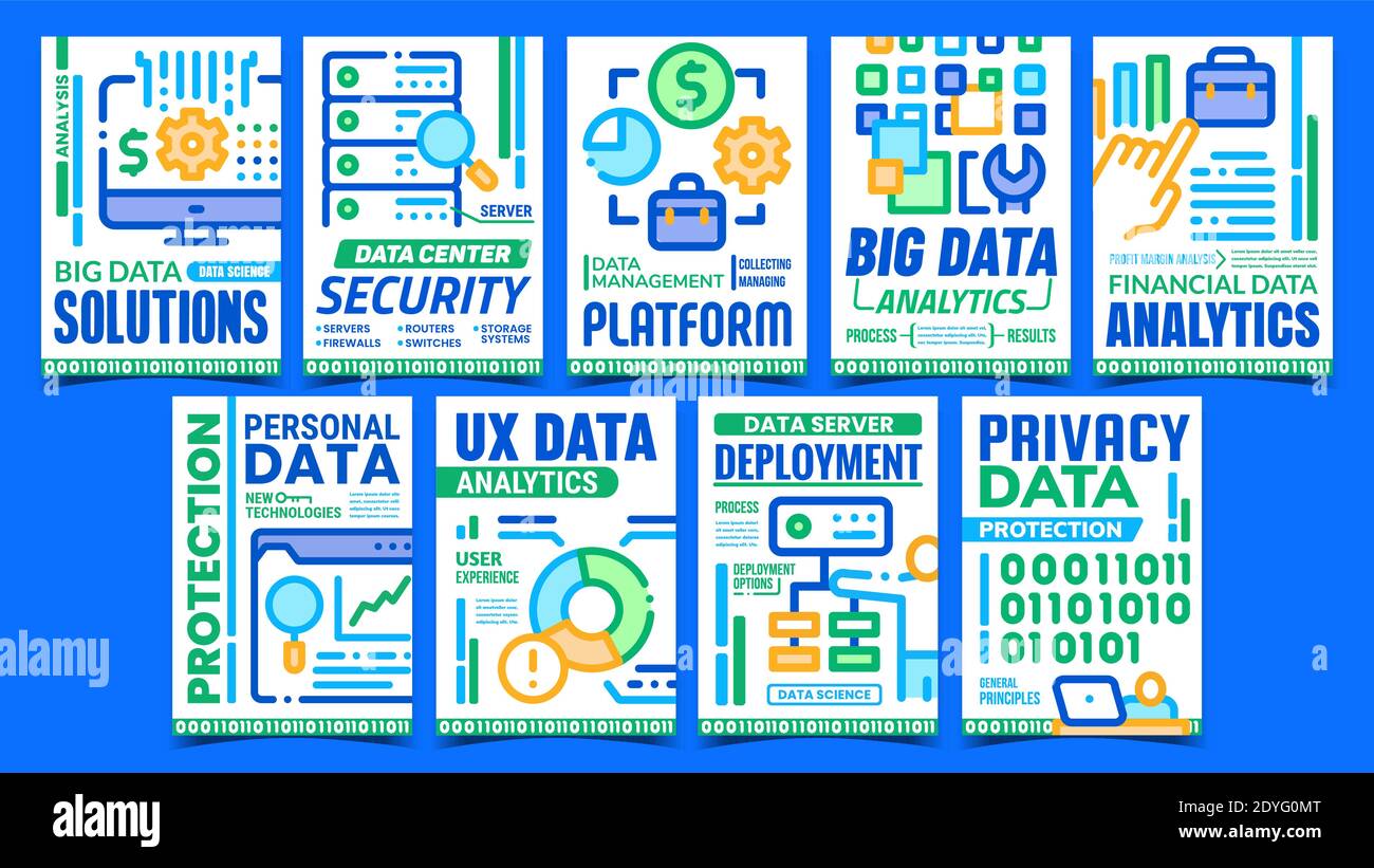 Data Scientist Creative Promo Posters Set Vector Stock Vector Image ...