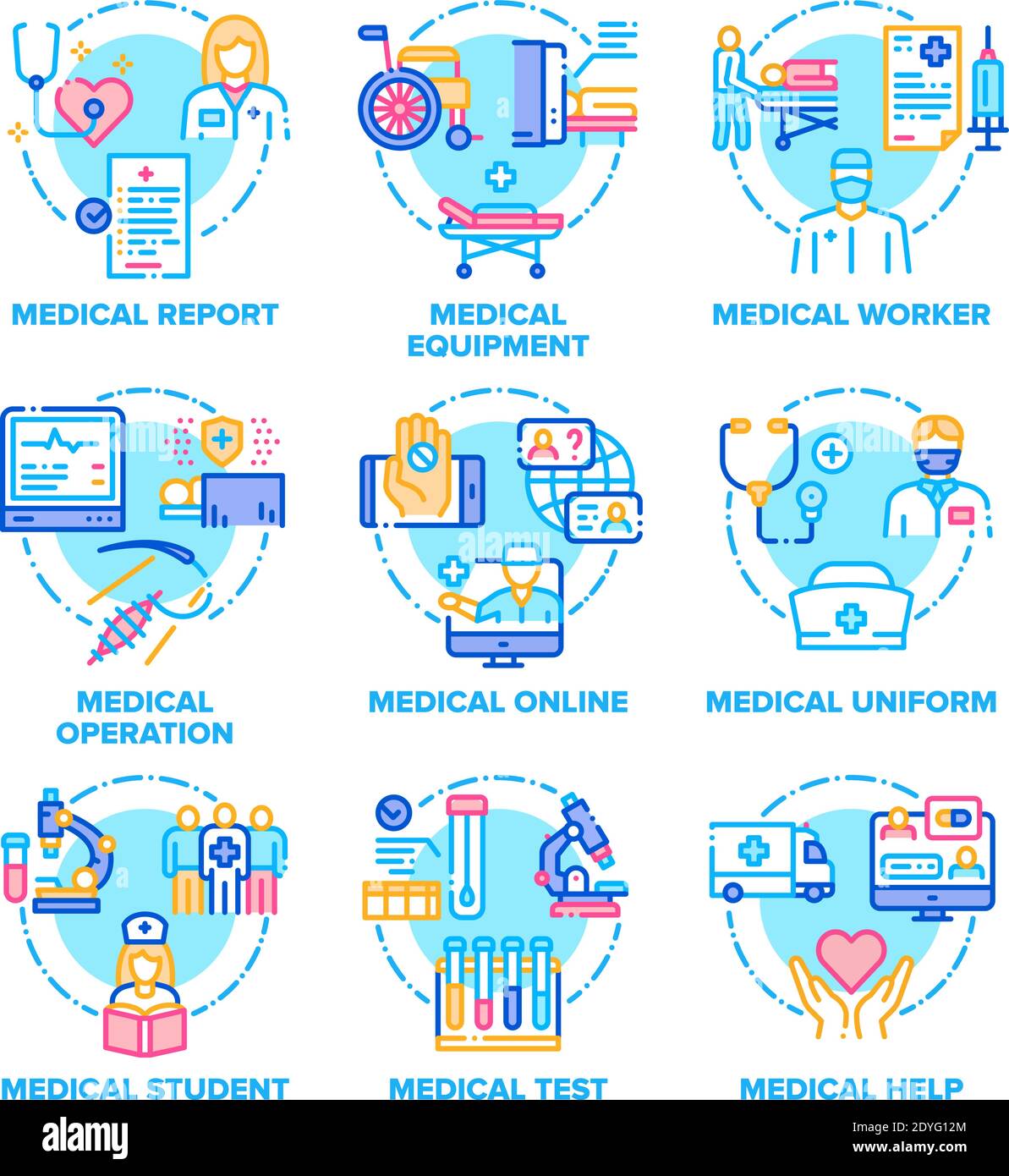 Medical Treat Set Icons Vector Color Illustrations Stock Vector Image ...