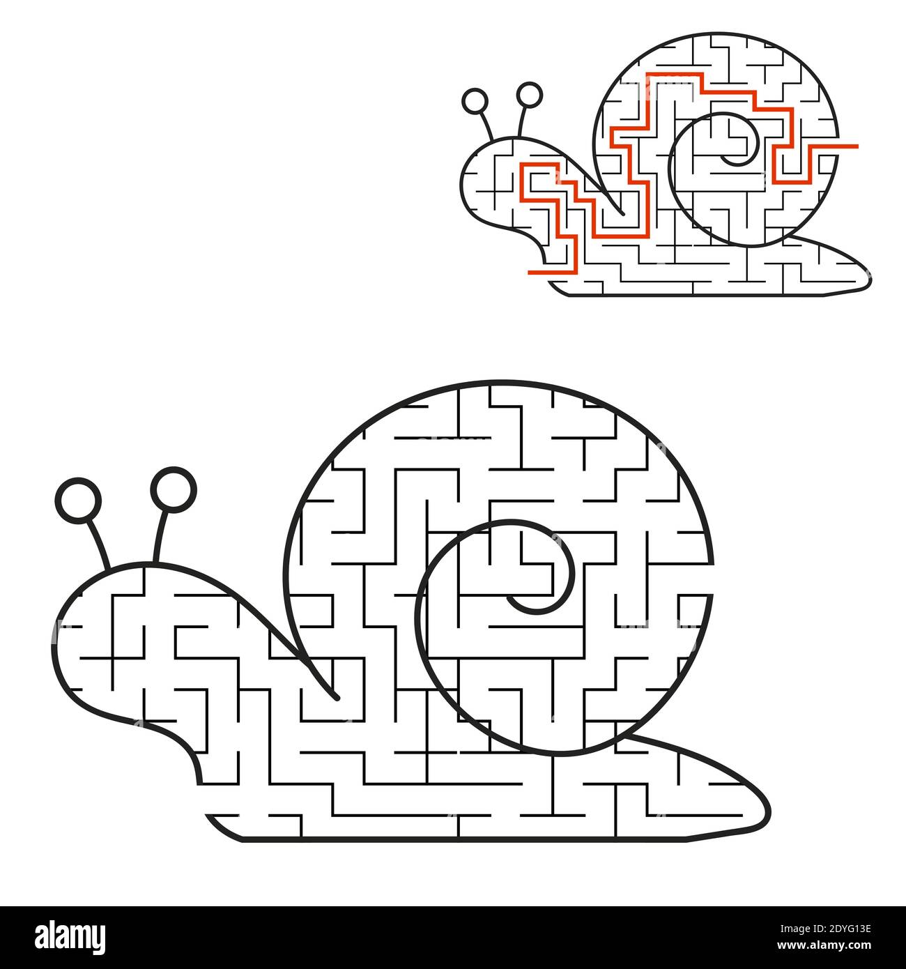 Black labyrinth is a cute snail. Kids worksheets. Activity page. Game ...