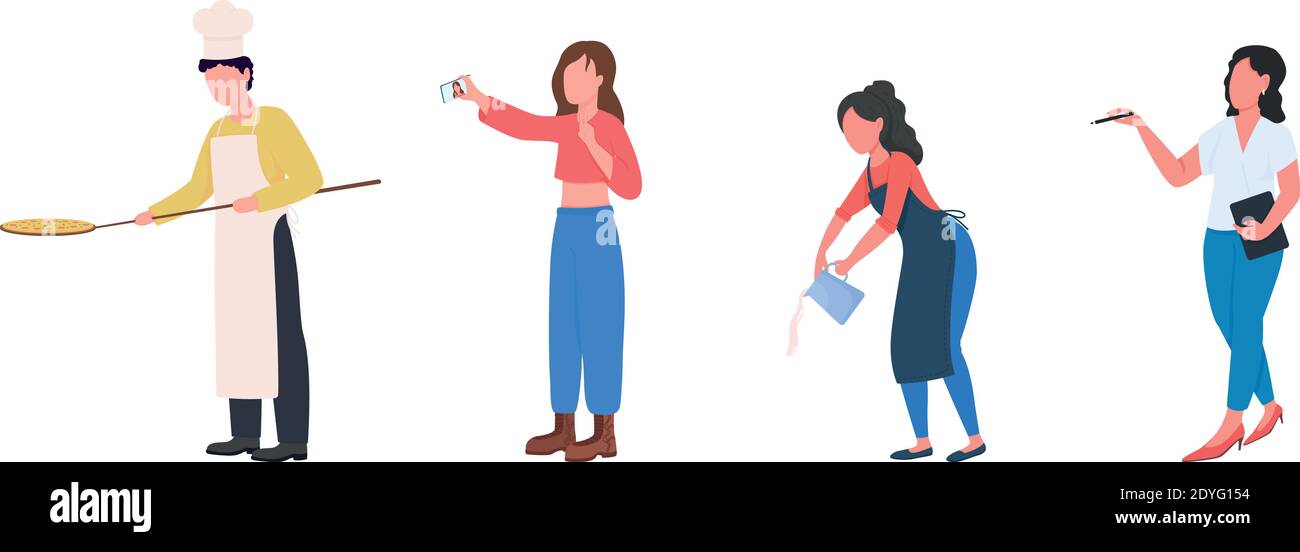 Working flat color vector faceless character set Stock Vector Image ...