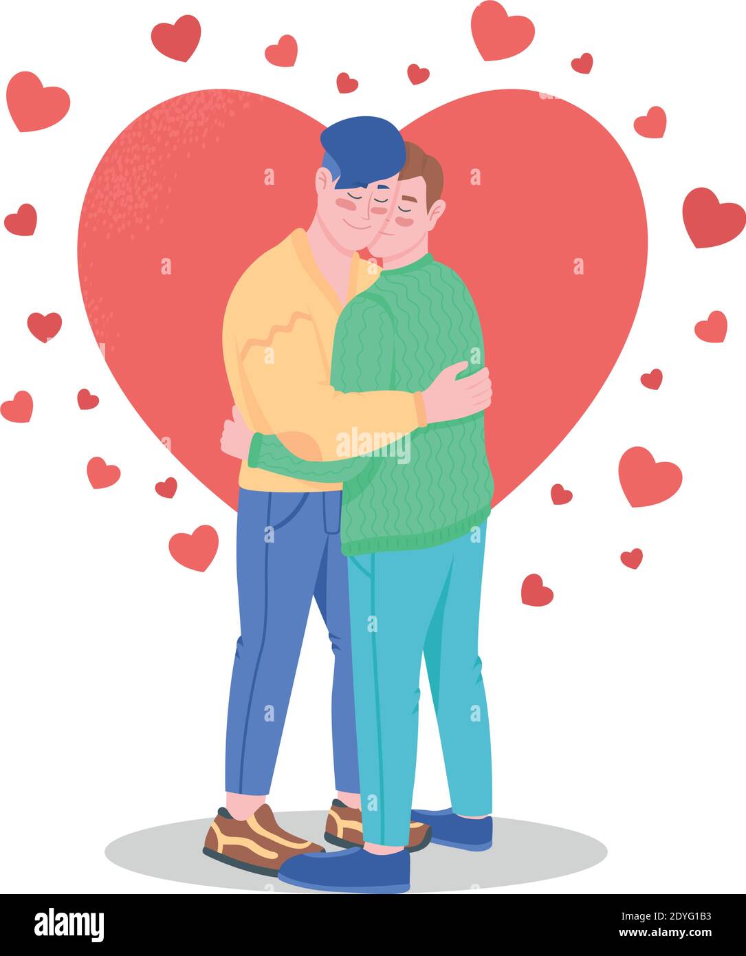 Happy gay couple in love flat color vector detailed characters Stock ...
