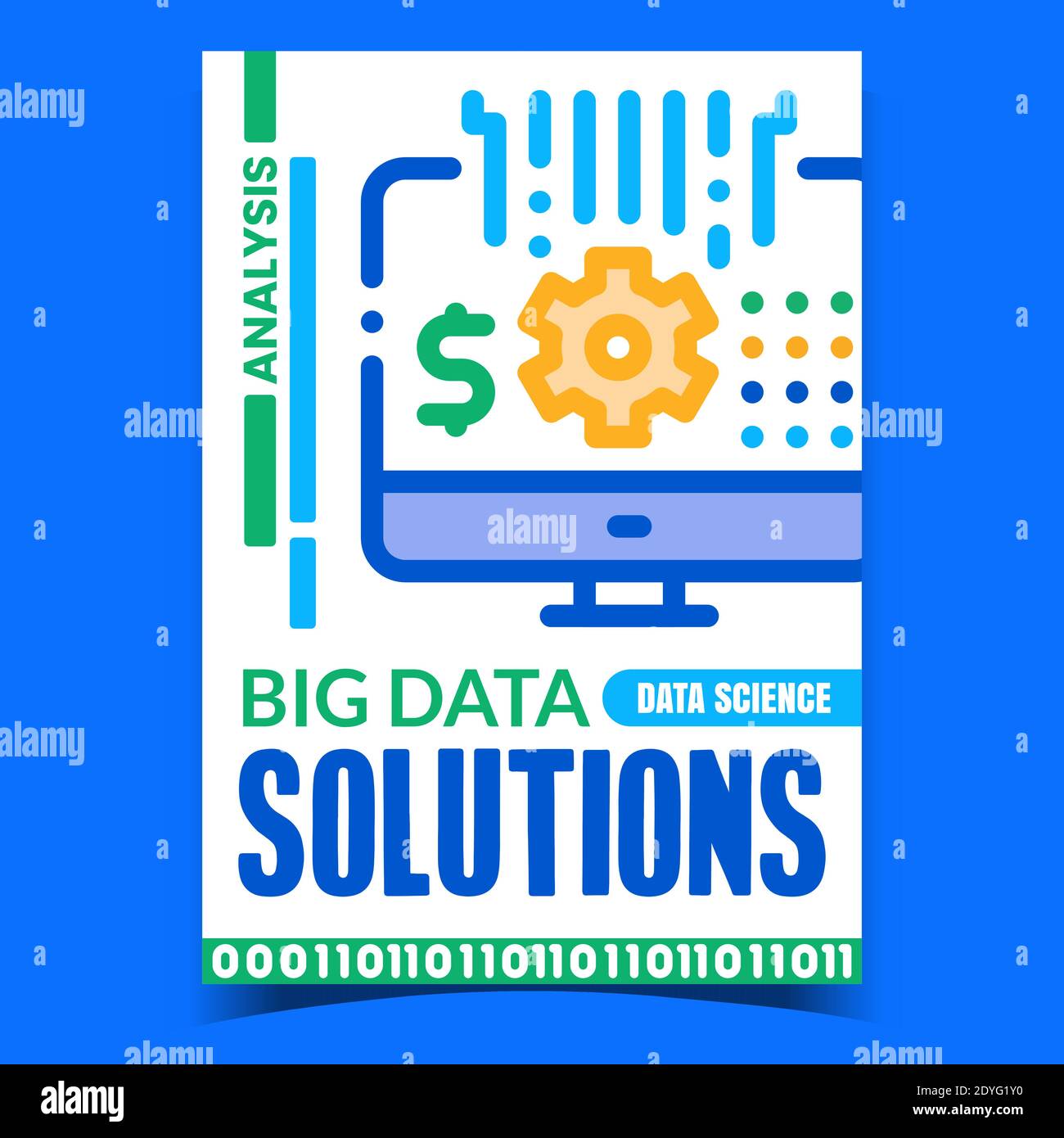 Big Data Solutions Creative Promo Poster Vector Stock Vector Image ...