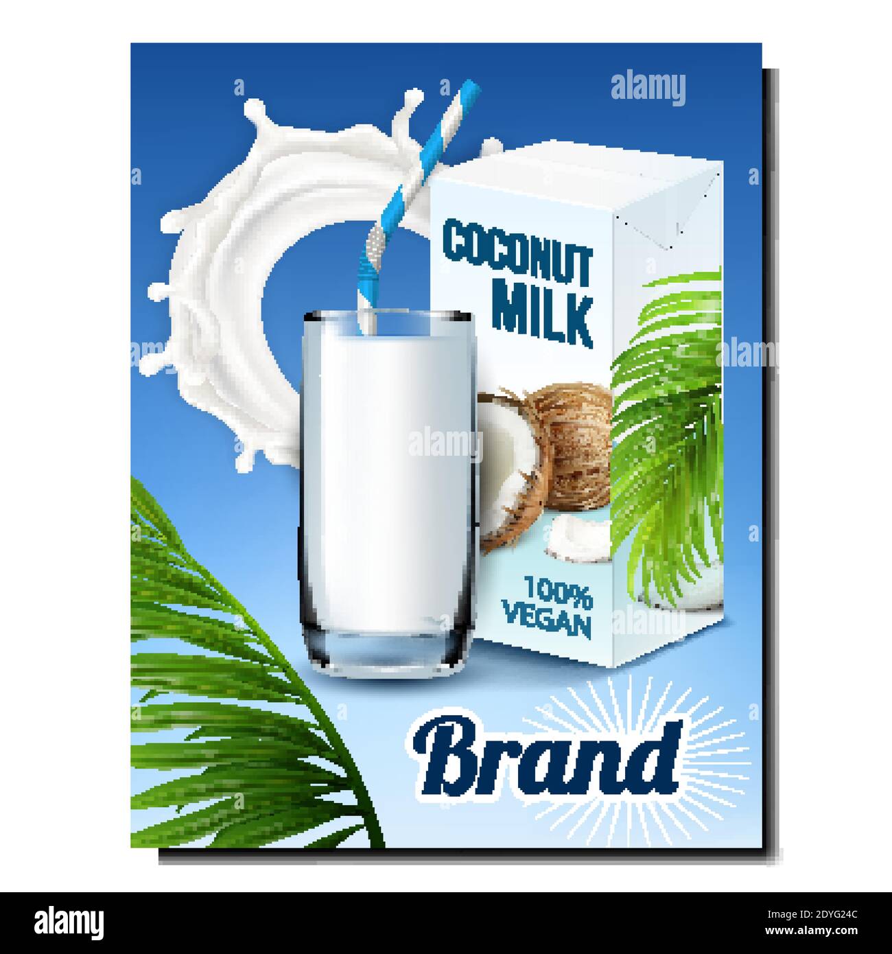 Coconut Milk Creative Promotional Poster Vector Stock Vector Image ...