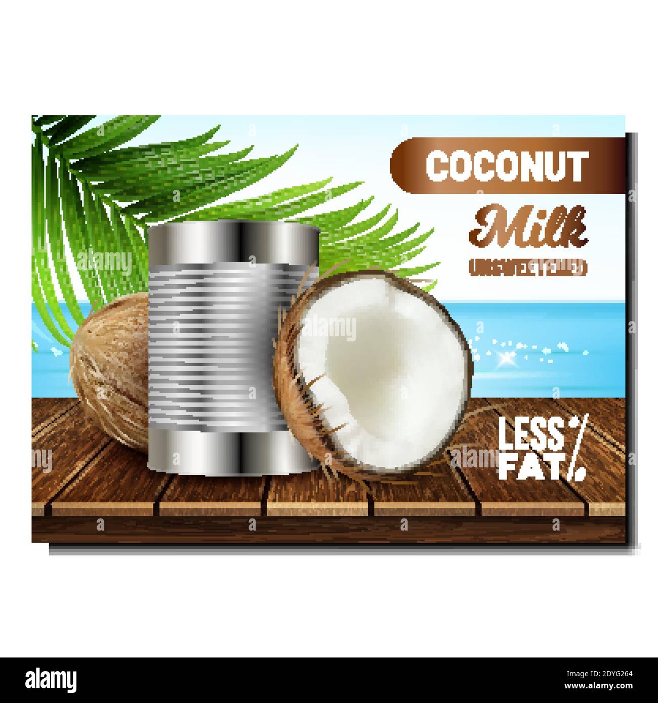 Coconut Milk Creative Promotional Banner Vector Stock Vector Image ...