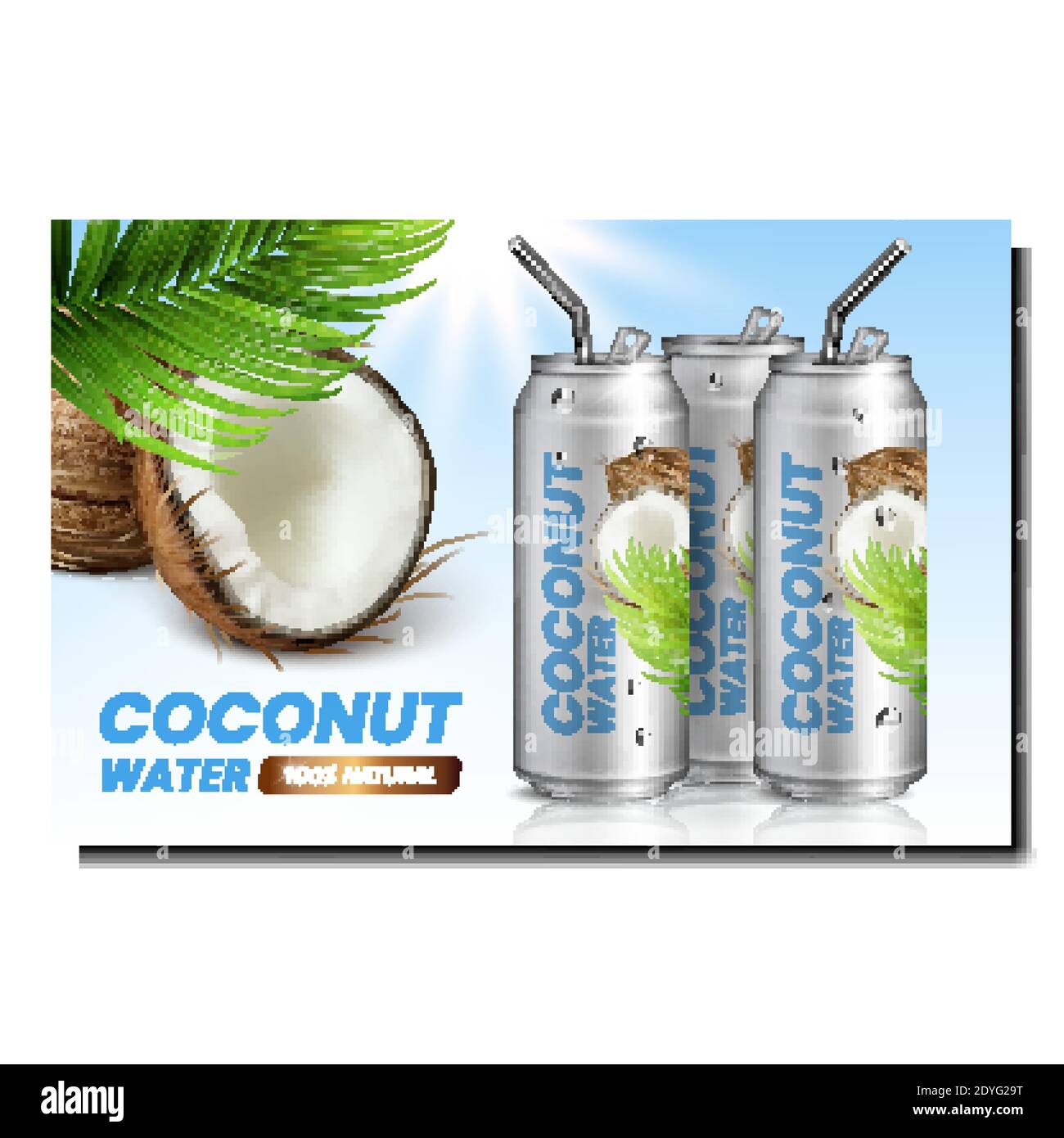 Coconut Water Creative Promotional Poster Vector Stock Vector Image ...