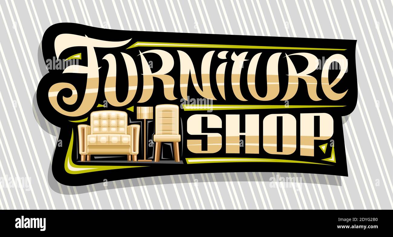 Vector logo for Furniture Shop, black decorative sign board with ...