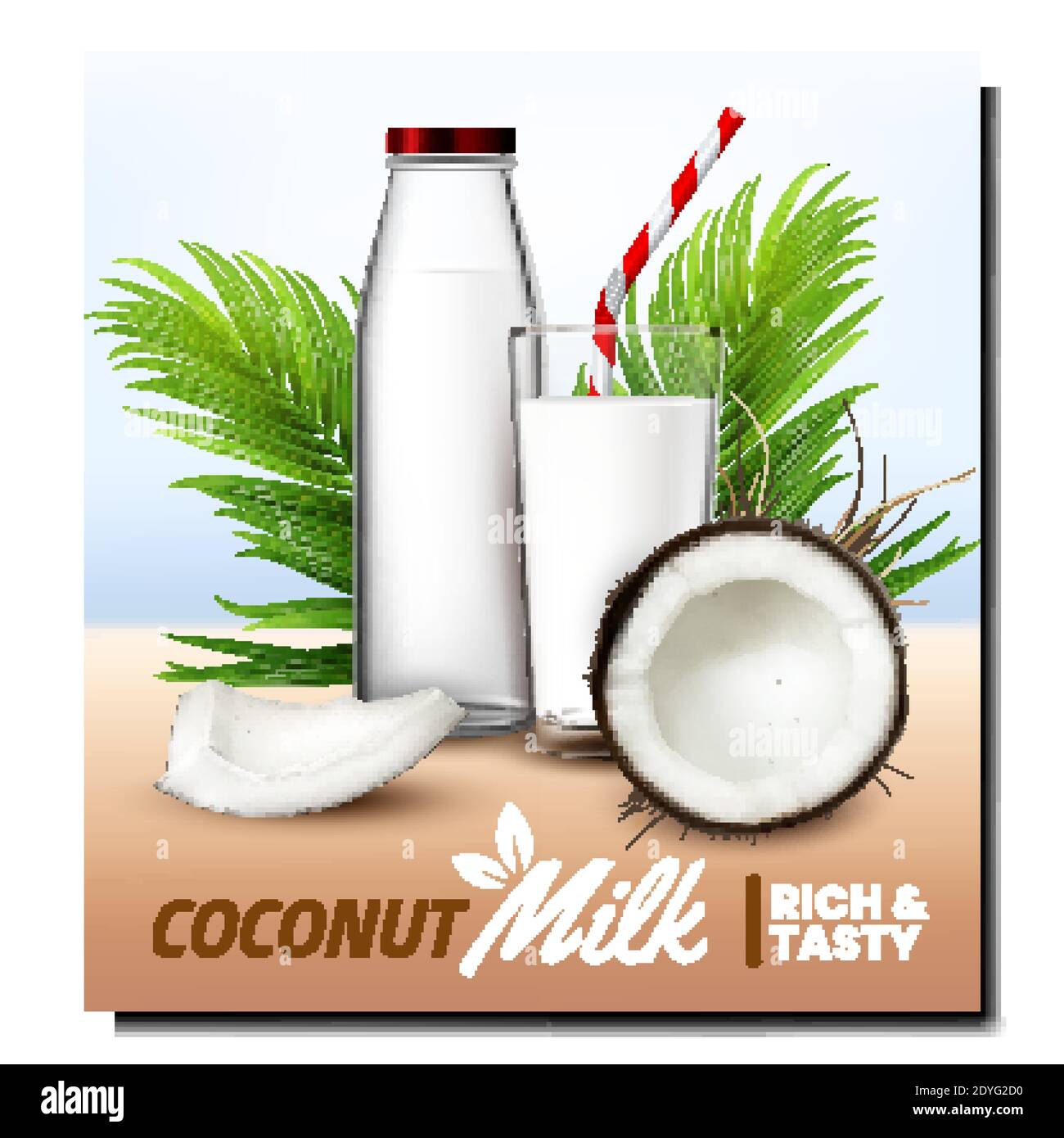 Coconut Milk Natural Drink Promo Banner Vector Stock Vector Image & Art ...