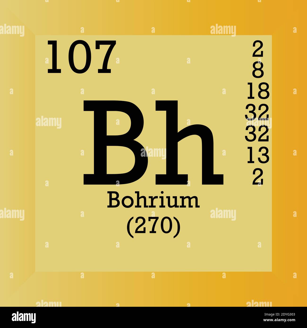 Bh Bohrium Chemical Element Periodic Table. Single vector illustration ...