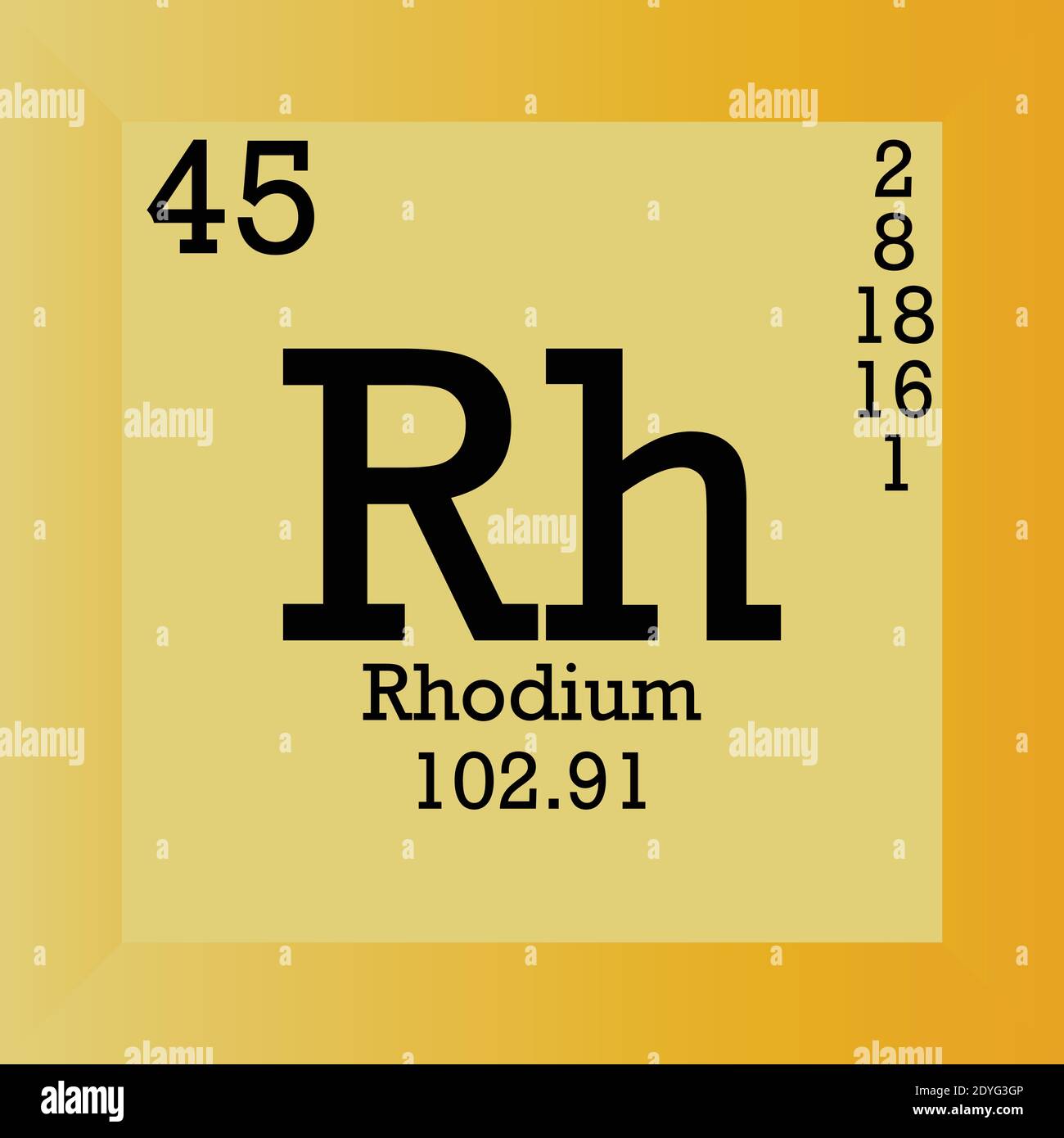 Rh Rhodium Chemical Element Periodic Table. Single vector illustration ...