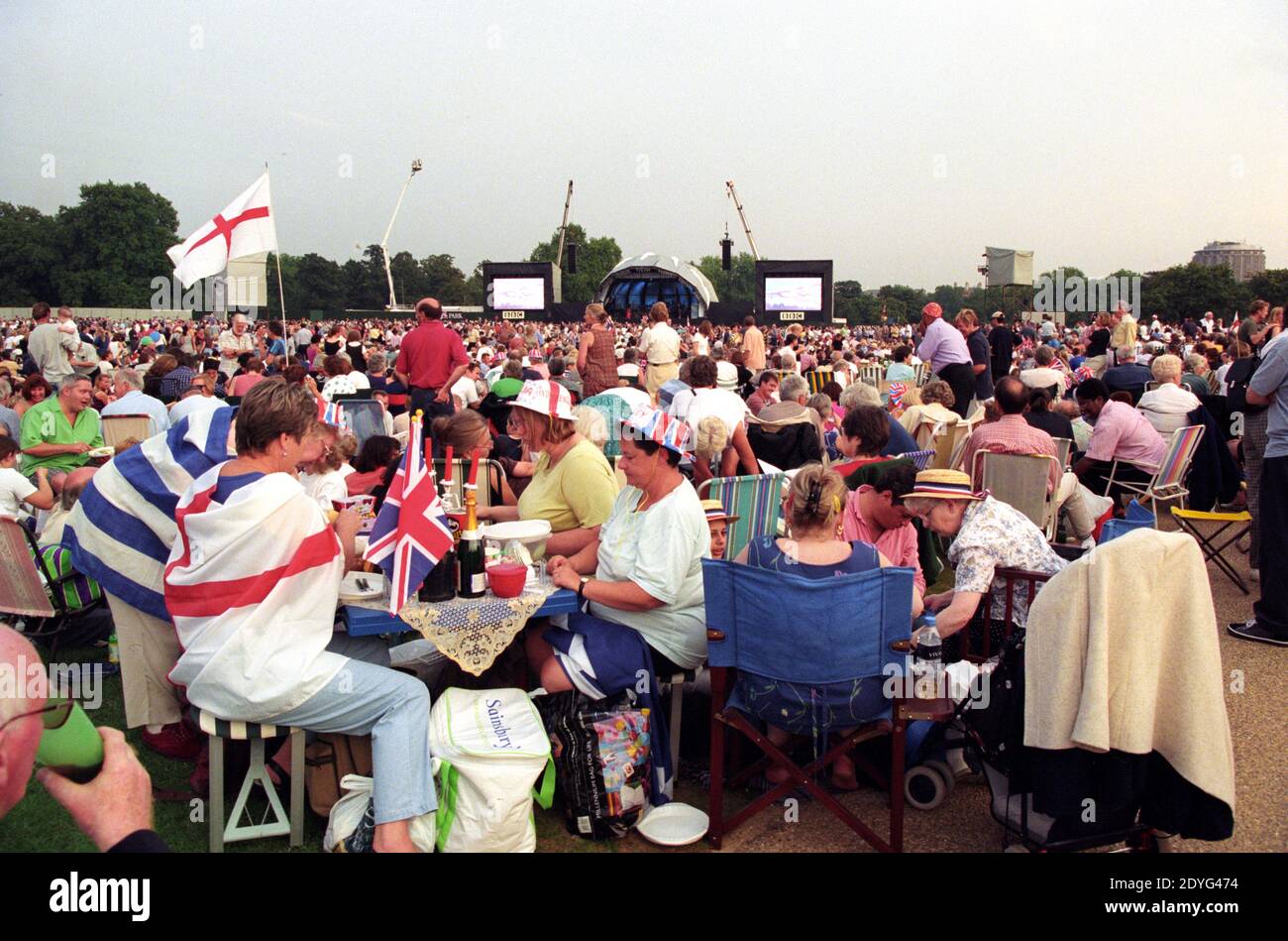 Audience at the BBC Proms in the Park Concert, held in Hyde Park ...