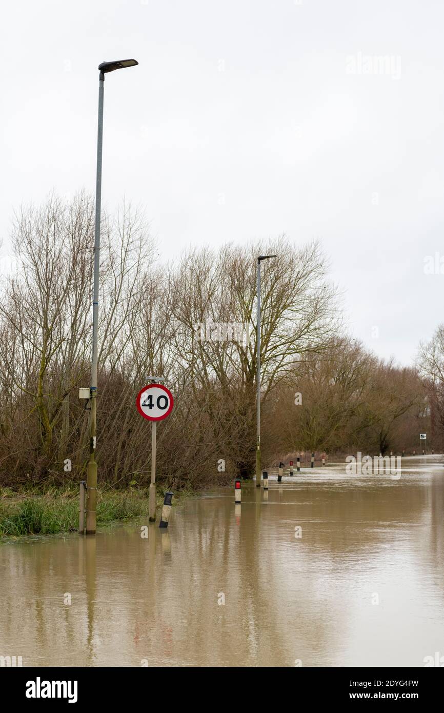 Earith Cambridgeshire, UK. 26th Dec, 2020. Roads are closed after the ...