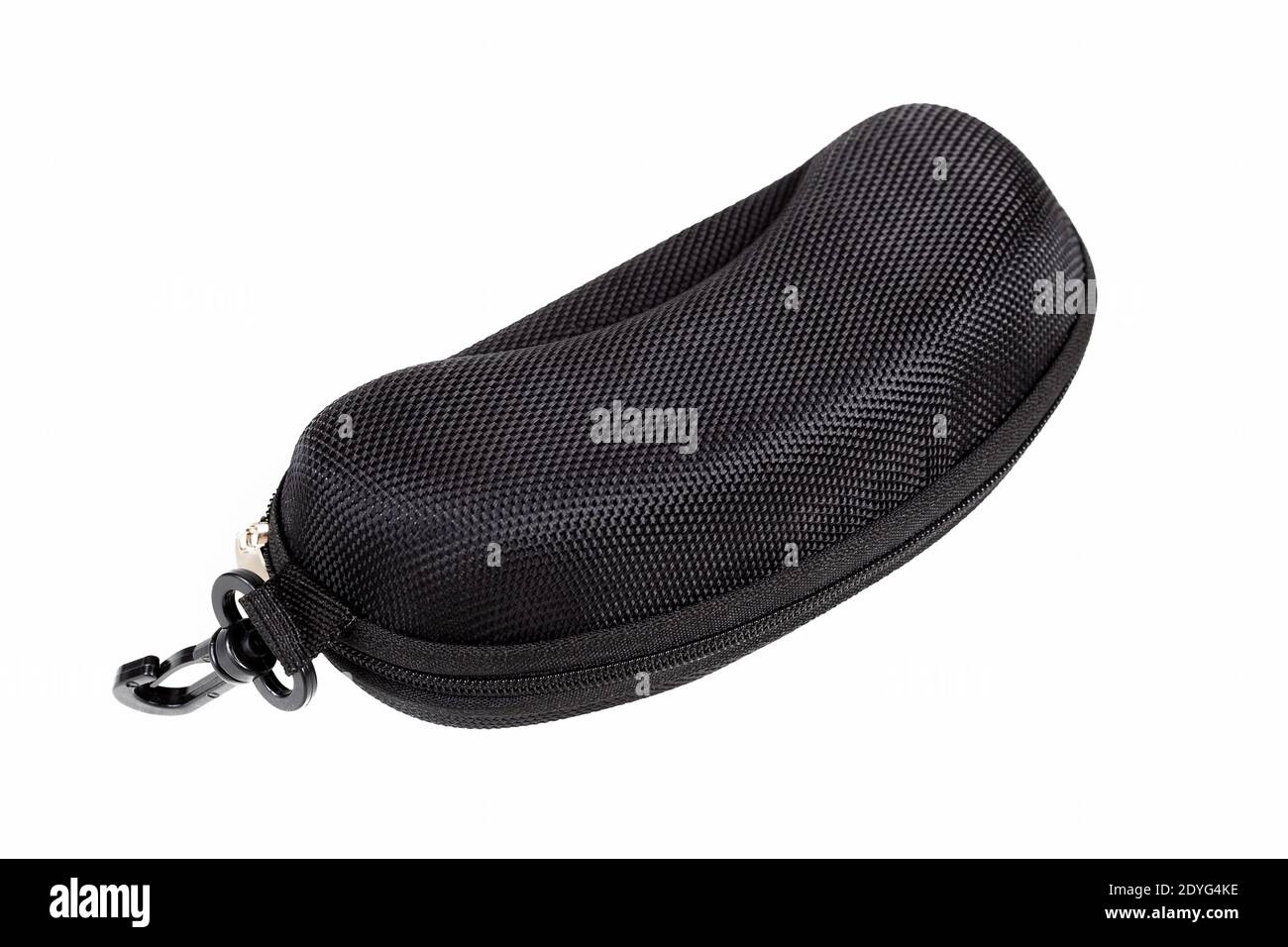 Simple black tough plastic eyeglasses case with zipper closed, glasses ...