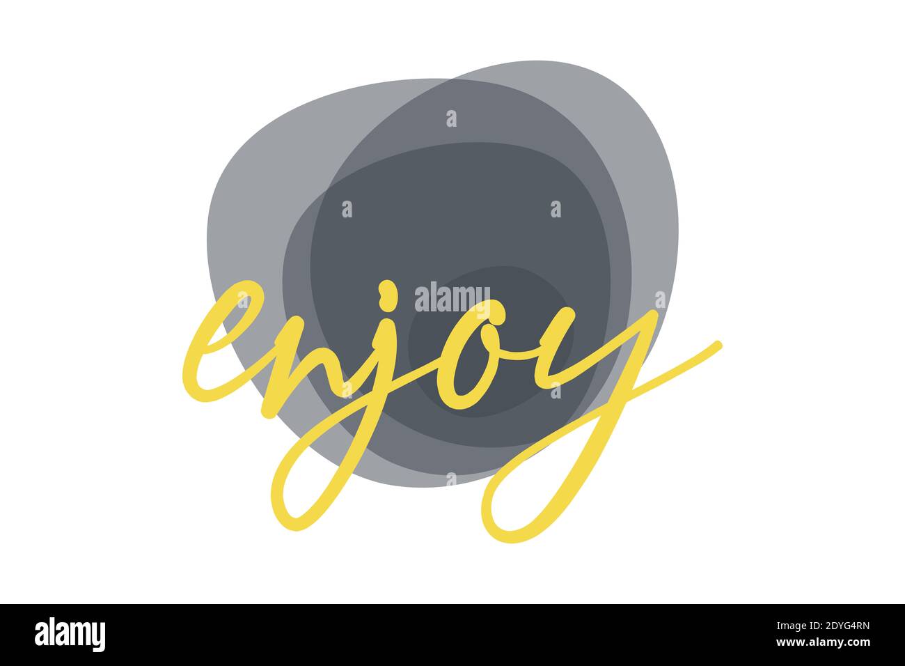 Modern, playful, vibrant graphic design of a word "Enjoy" with circular ...