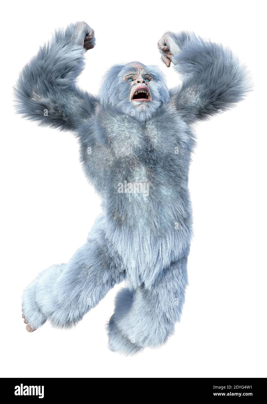 3D rendering of a fantasy creature yeti isolated on white background ...