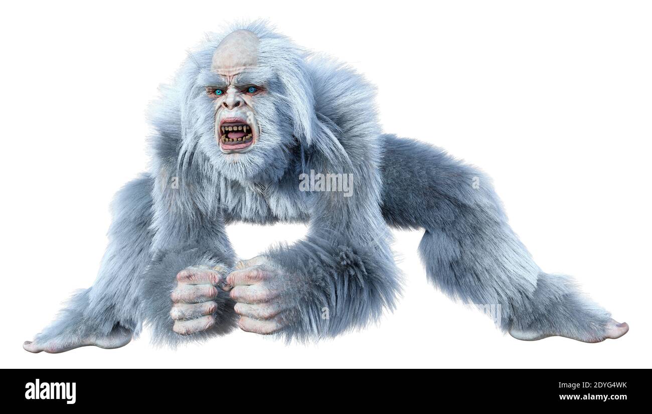 3D rendering of a fantasy creature yeti isolated on white background ...