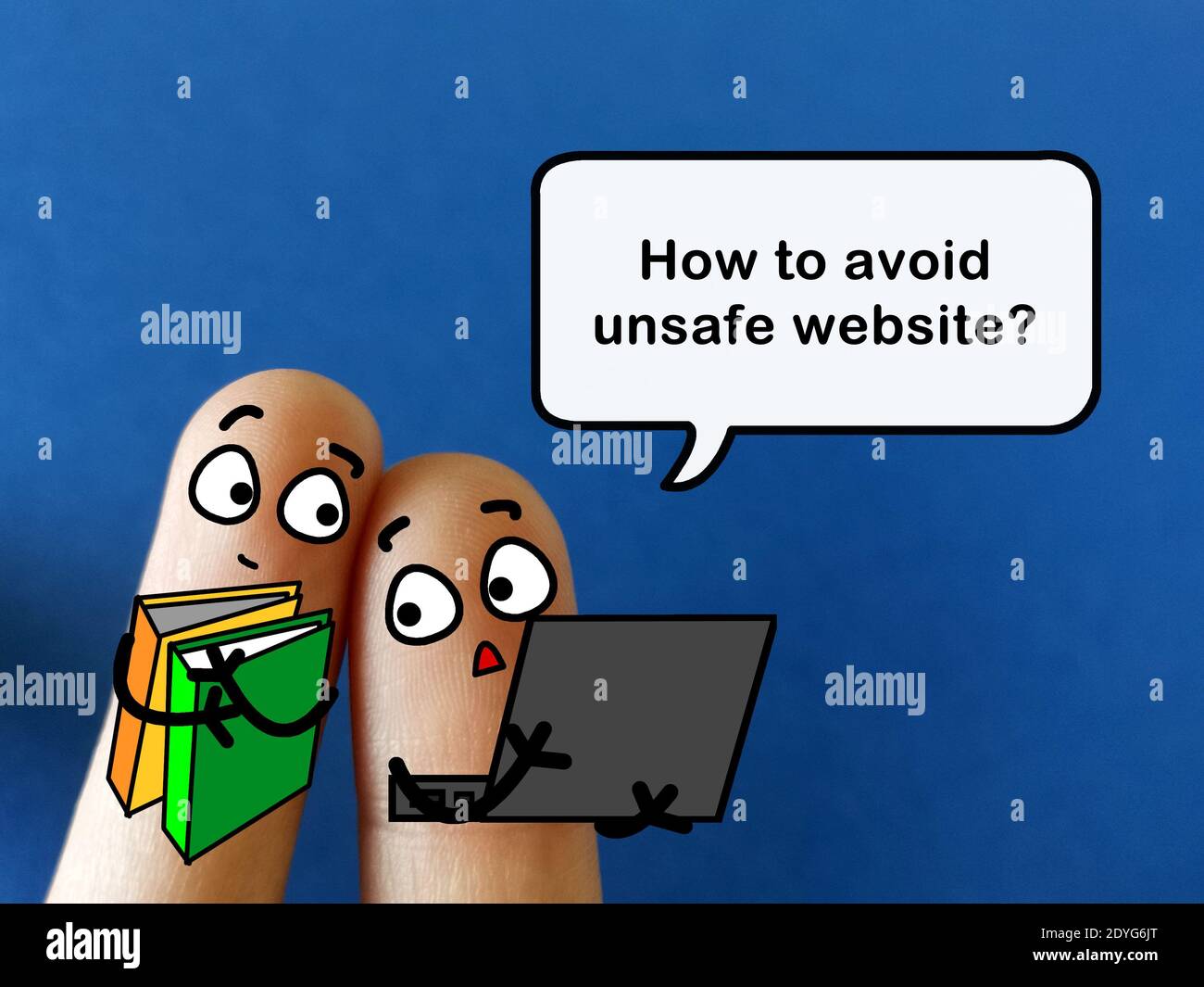 Two fingers are decorated as two person. They are discussing about how ...