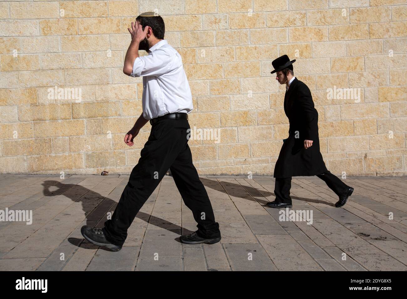 Jewish man walking near the Wailing Wall in Jerusalem, Israel Stock ...