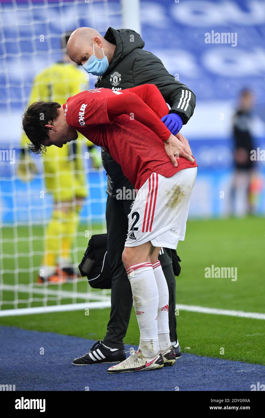 Manchester United's Victor Lindelof walks off injured during the ...