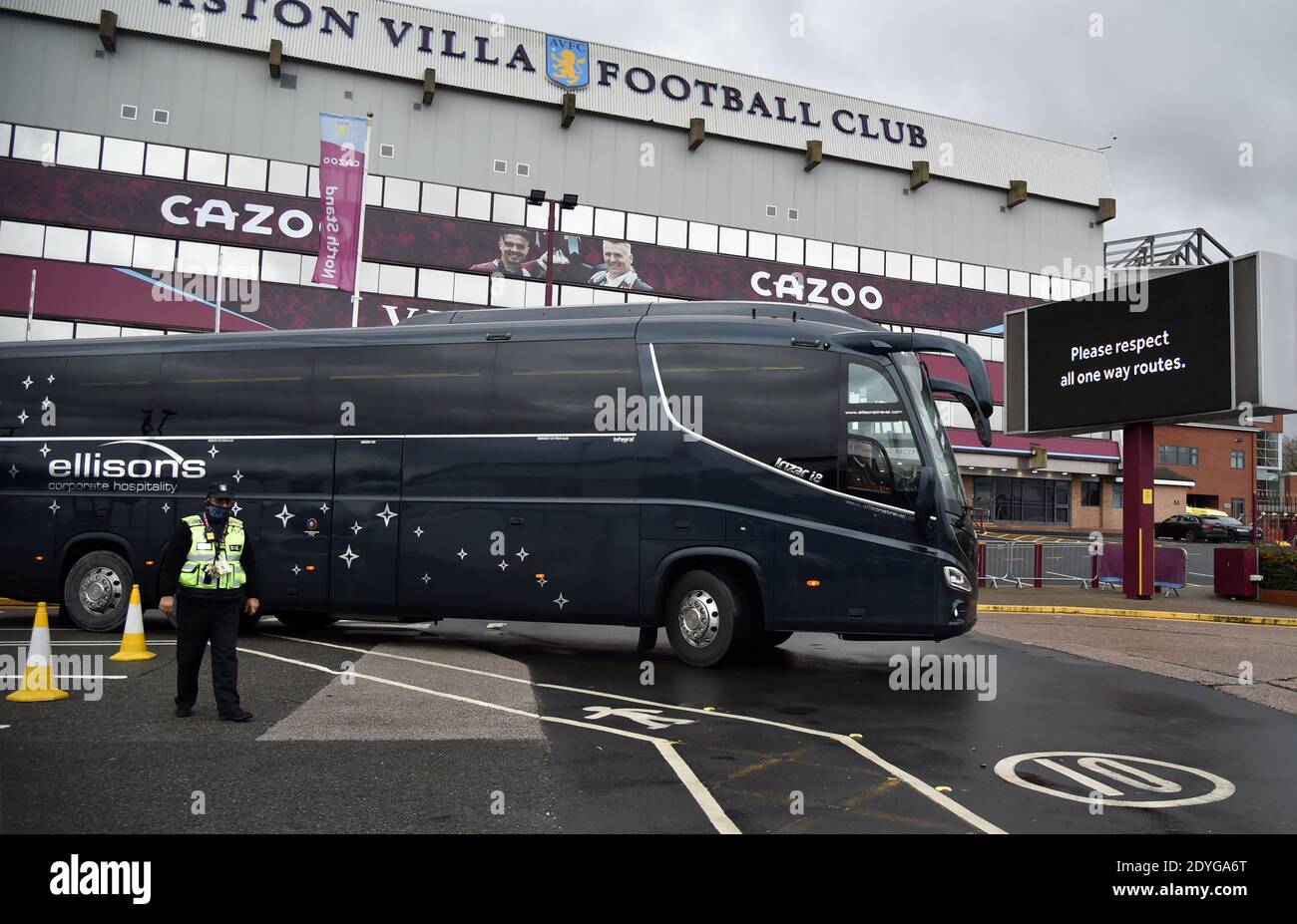 The Crystal Palace team bus arrives ahead of the Premier League match ...