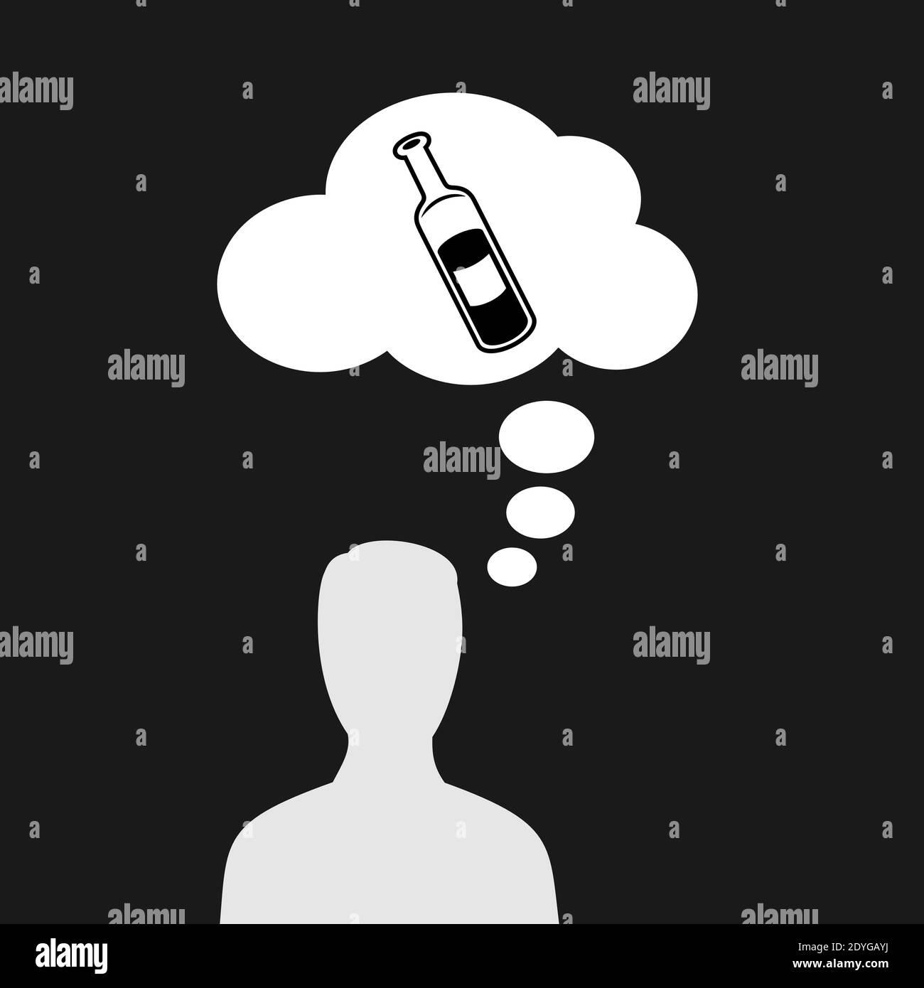Problem of alcoholism and alcohol dependence. Alcholic is thinking ...