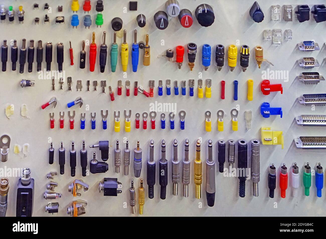 Connectors plugs terminals parts for electronics display Stock Photo ...