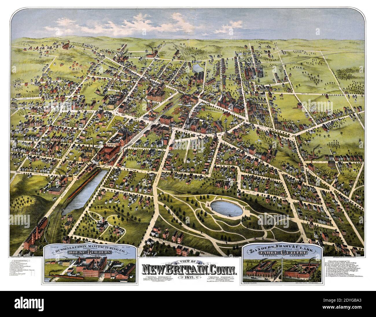 Carefully restored reproduction of perspective or birds-eye view map ...