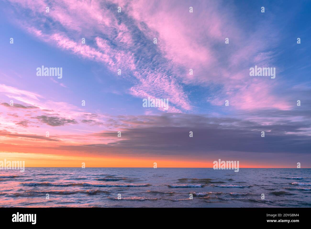 Sunset over Lake Michigan from Silver Beach in St. Joseph, Michigan ...