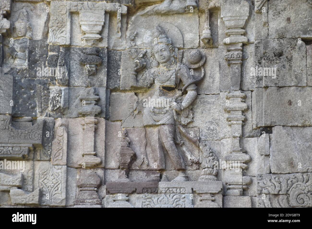 male figures relief at southern main temple's wall in the Plaosan ...