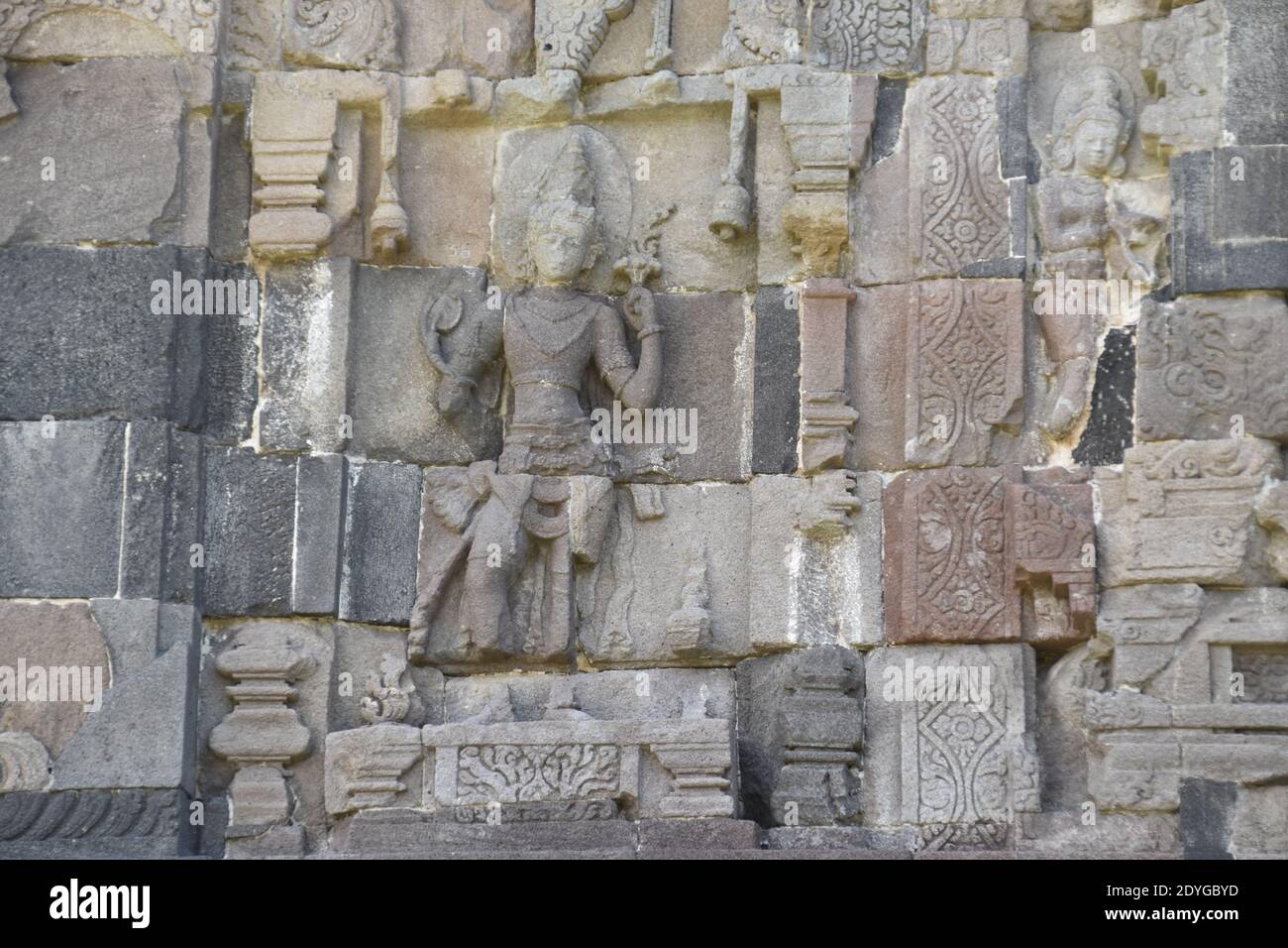 male figures relief at southern main temple's wall in the Plaosan ...