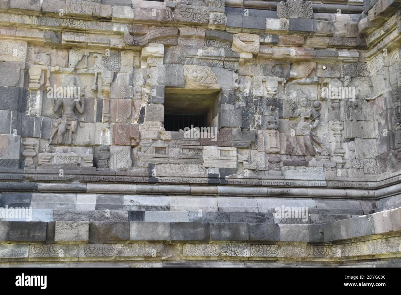 male figures relief at southern main temple's wall in the Plaosan ...
