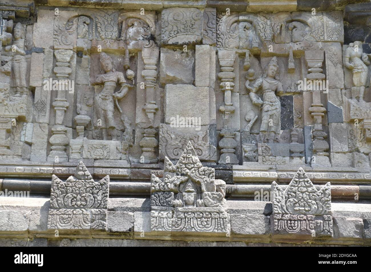 male figures relief at southern main temple's wall in the Plaosan ...