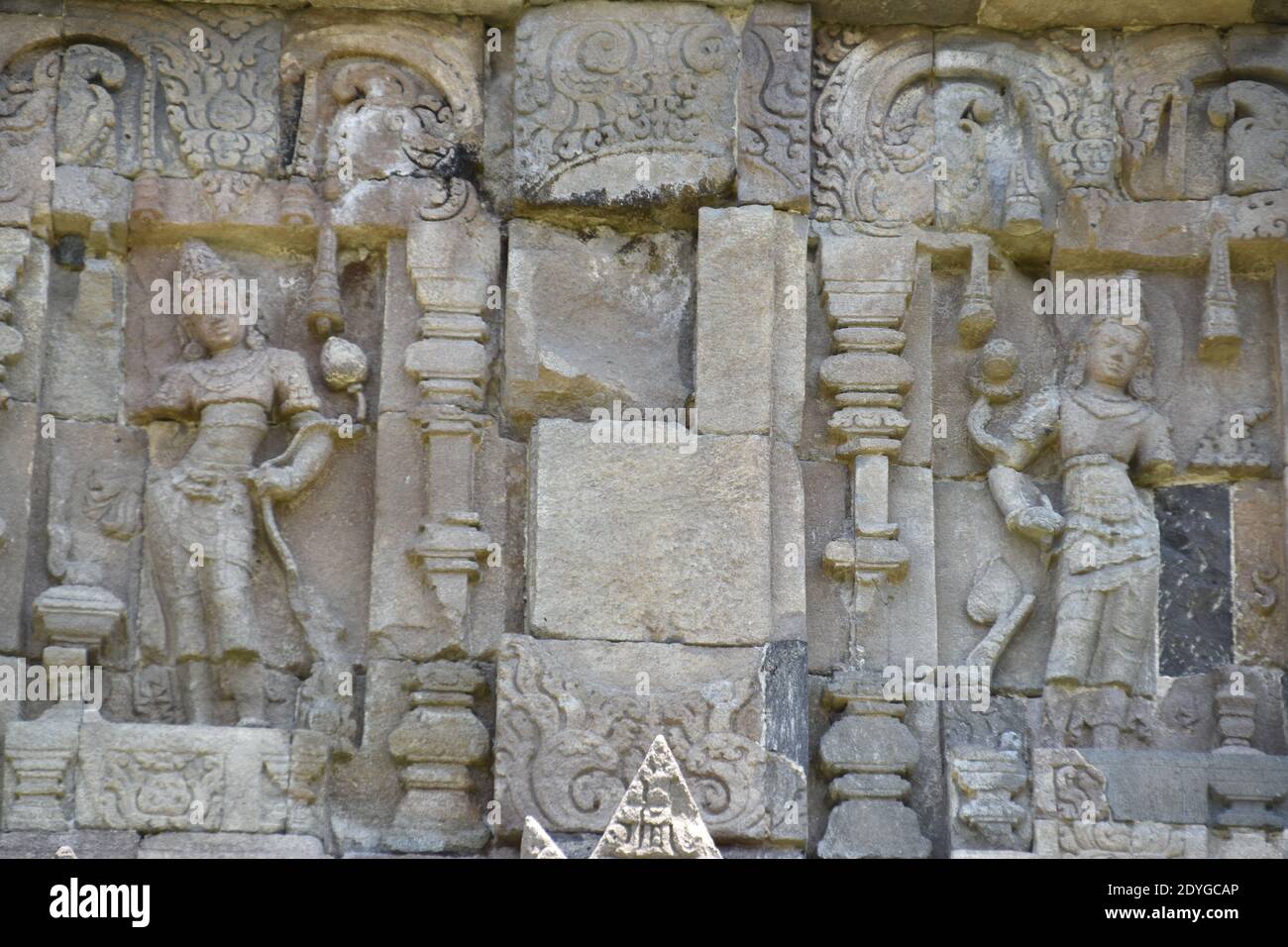 male figures relief at southern main temple's wall in the Plaosan ...