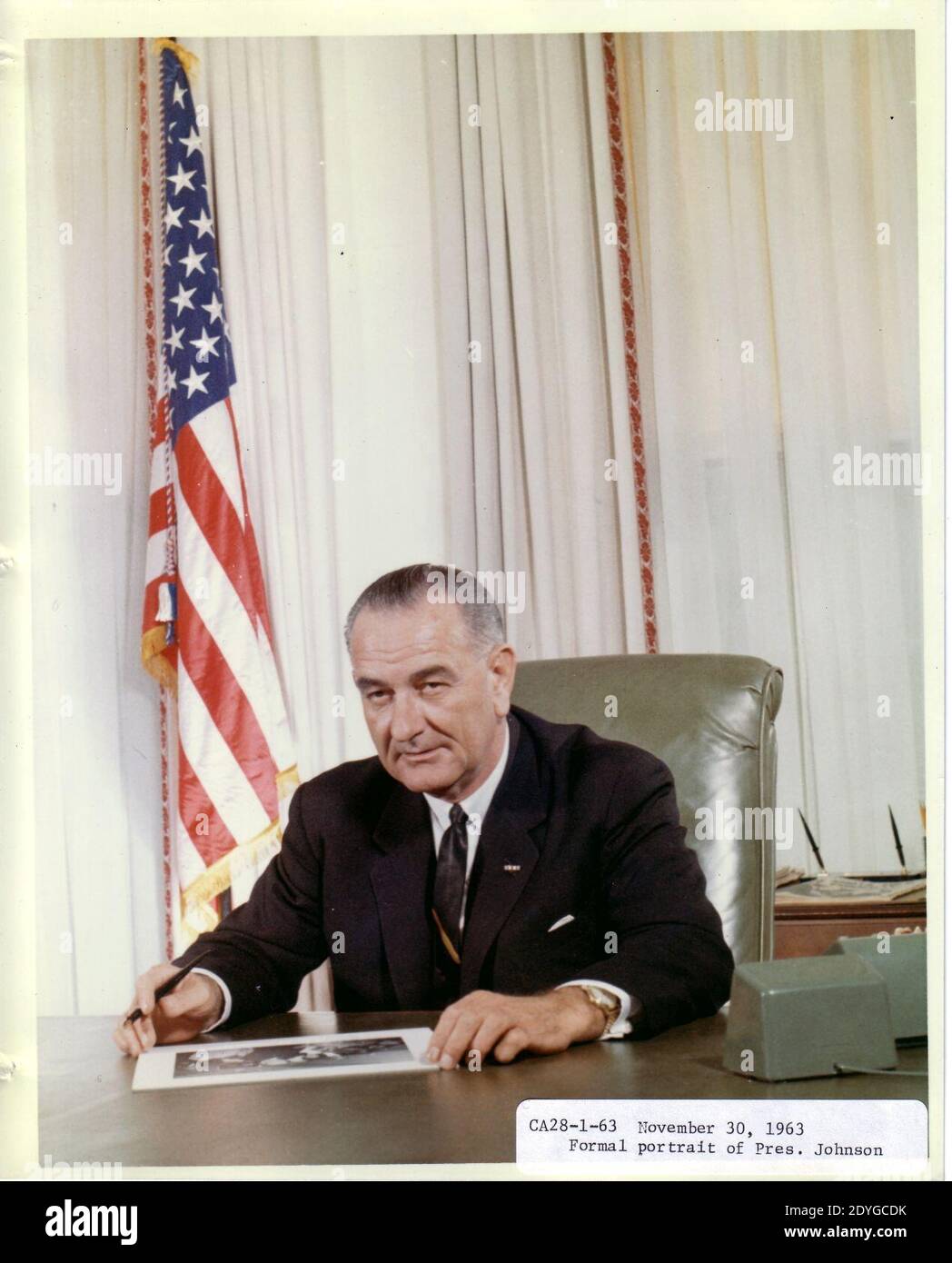 LBJ Potrait Oval Office 1963 in colour Stock Photo - Alamy