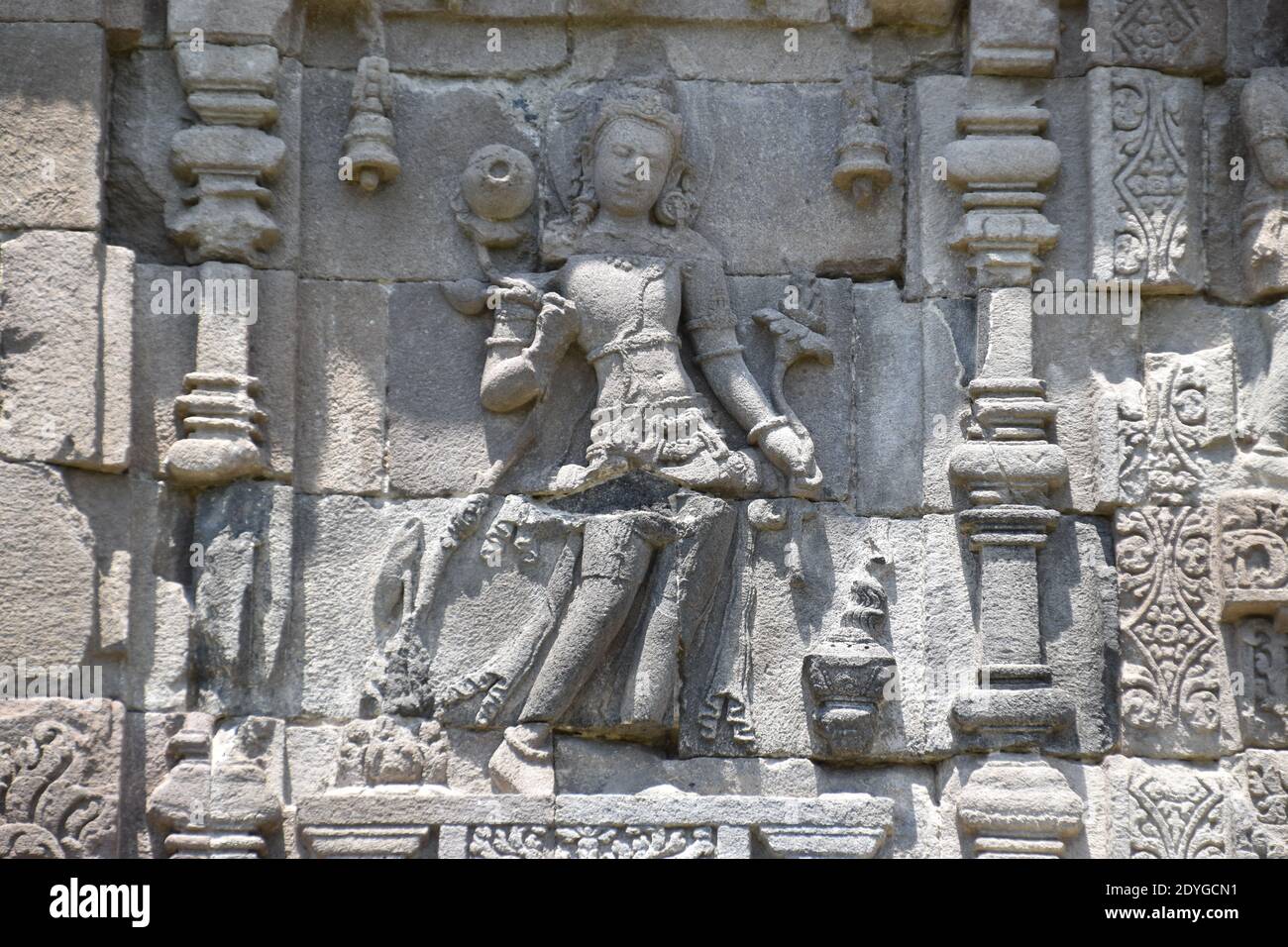 male figures relief at southern main temple's wall in the Plaosan ...