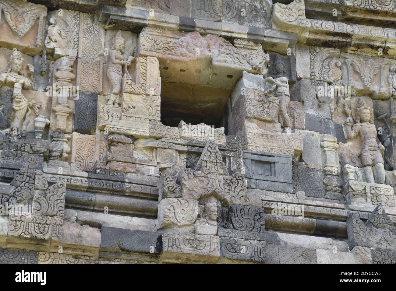 female figures relief at northern main temple's wall in the Plaosan ...