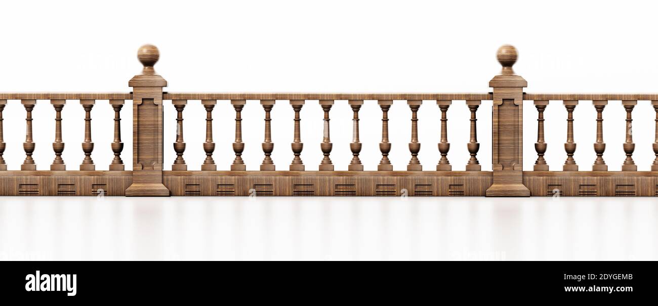 Balcony railing isolated on white background. 3D illustration Stock ...