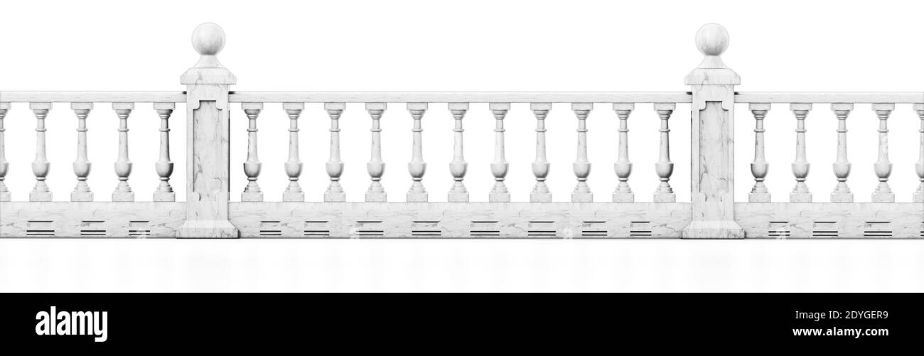 Balcony railing isolated on white background. 3D illustration Stock ...
