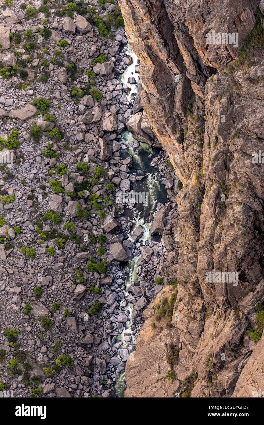 The Gunnison River Far Below the Rim Of The Canyon Stock Photo - Alamy